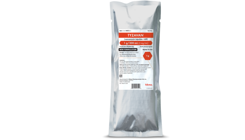 Dosages and storage - Tyzavan vancomycin premix