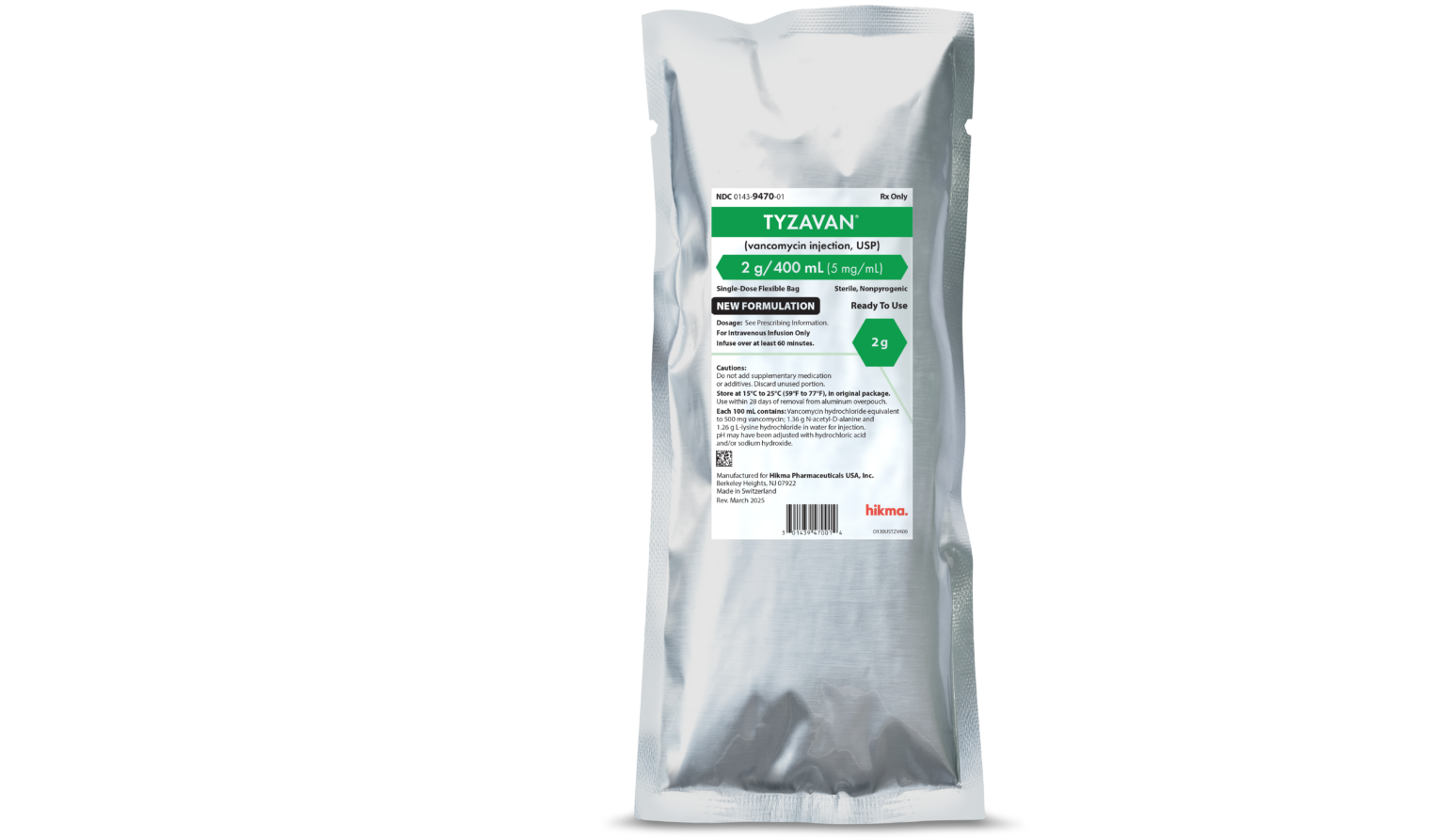 Dosages and storage - Tyzavan vancomycin premix
