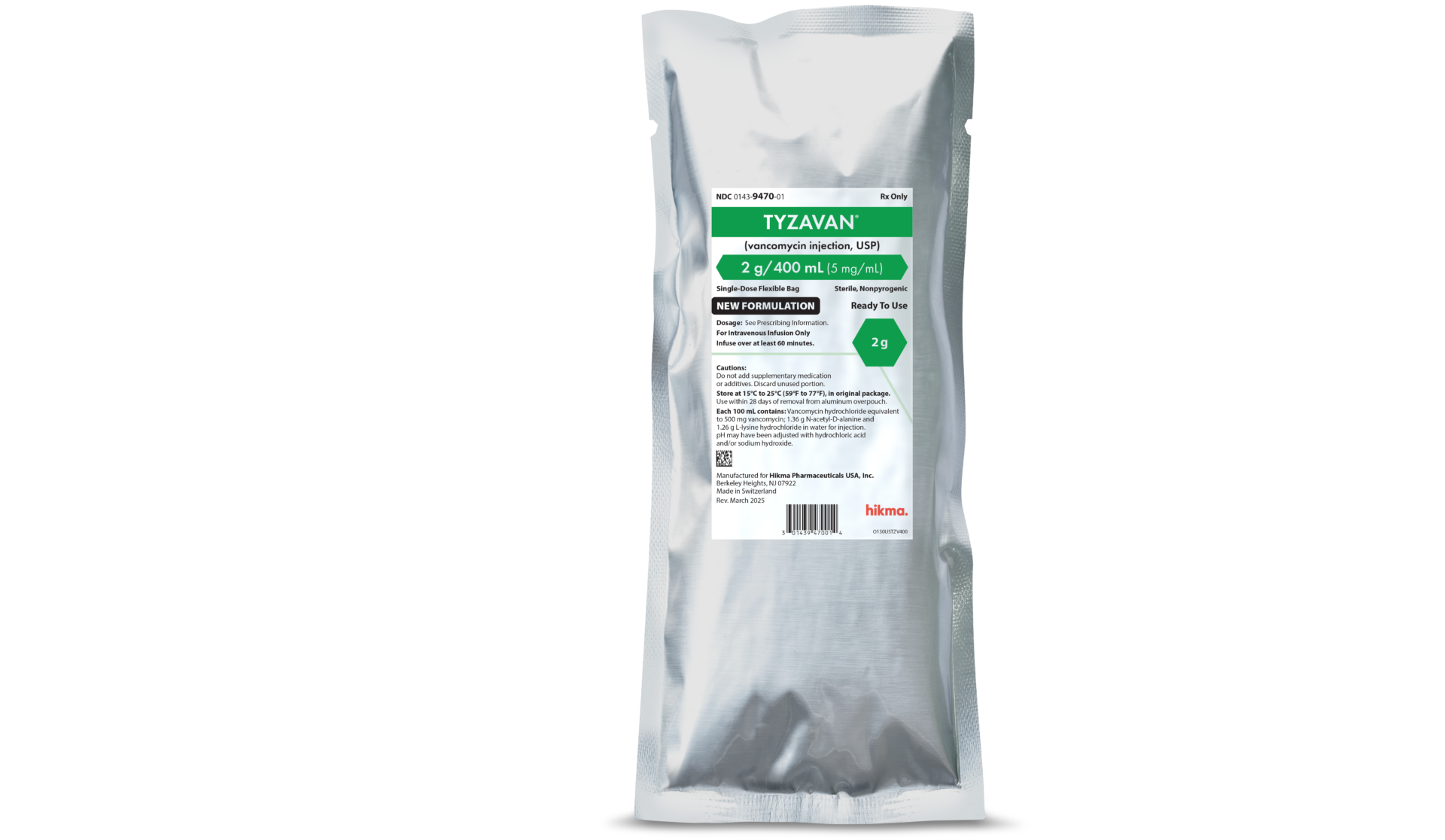 Dosages and storage - Tyzavan vancomycin premix