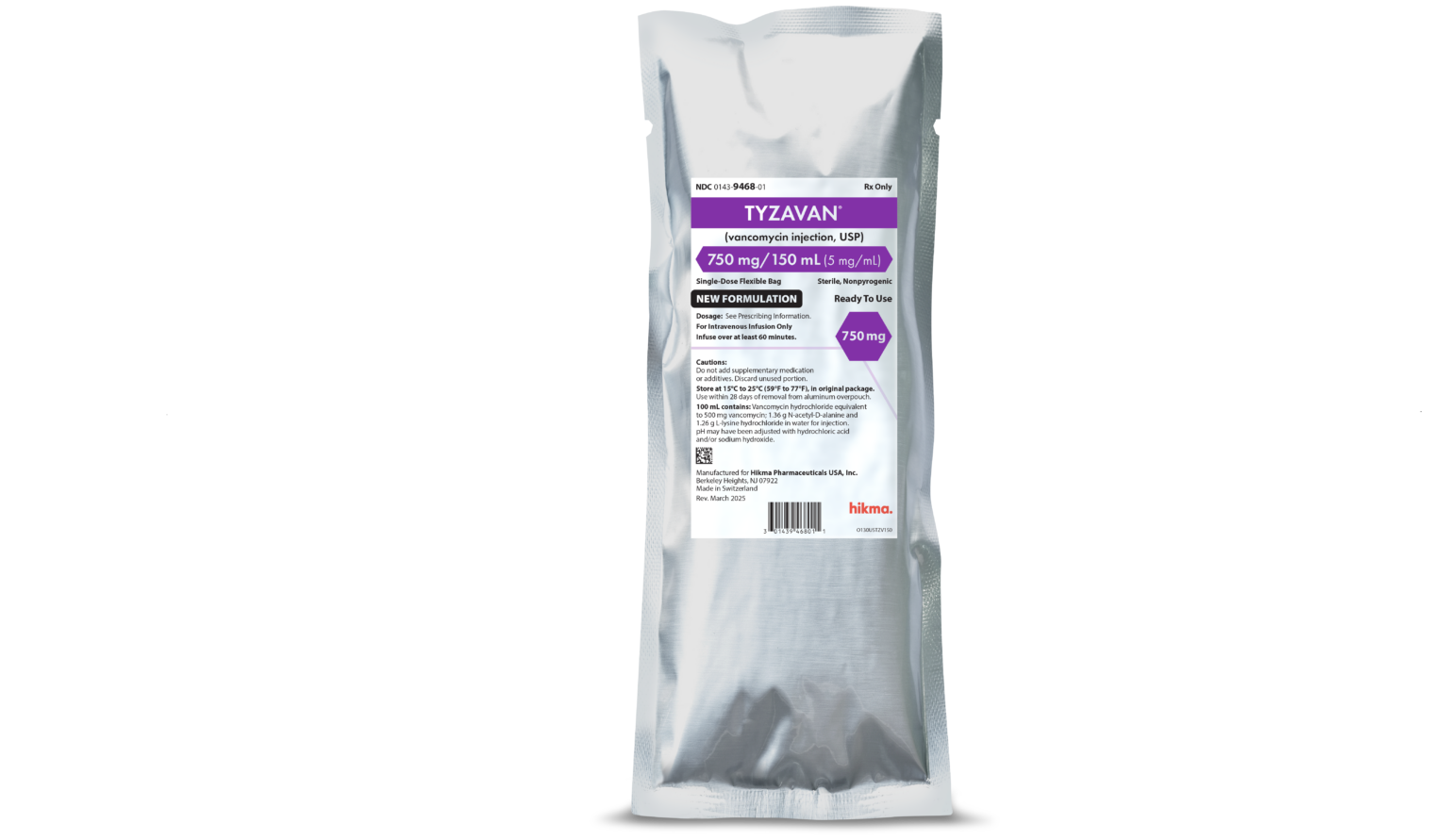 Dosages and storage - Tyzavan vancomycin premix