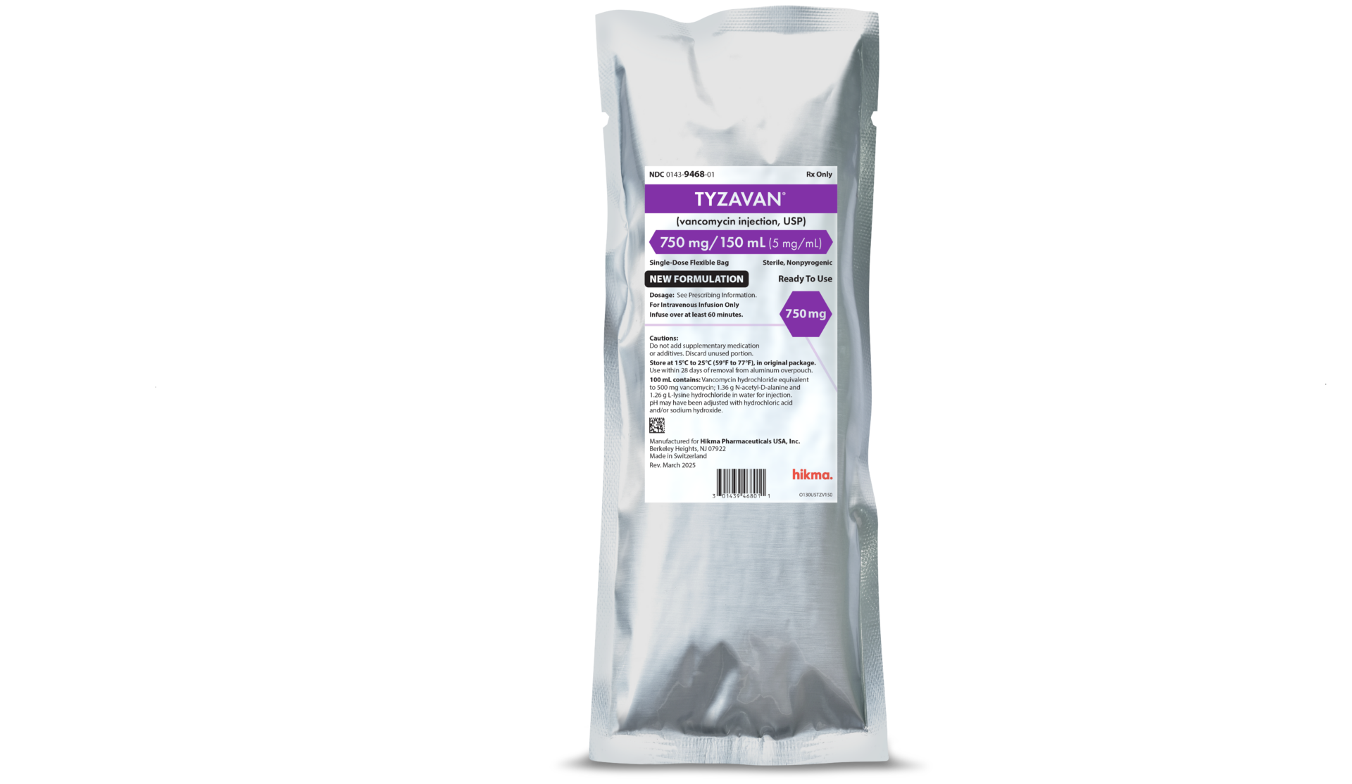 Dosages and storage - Tyzavan vancomycin premix